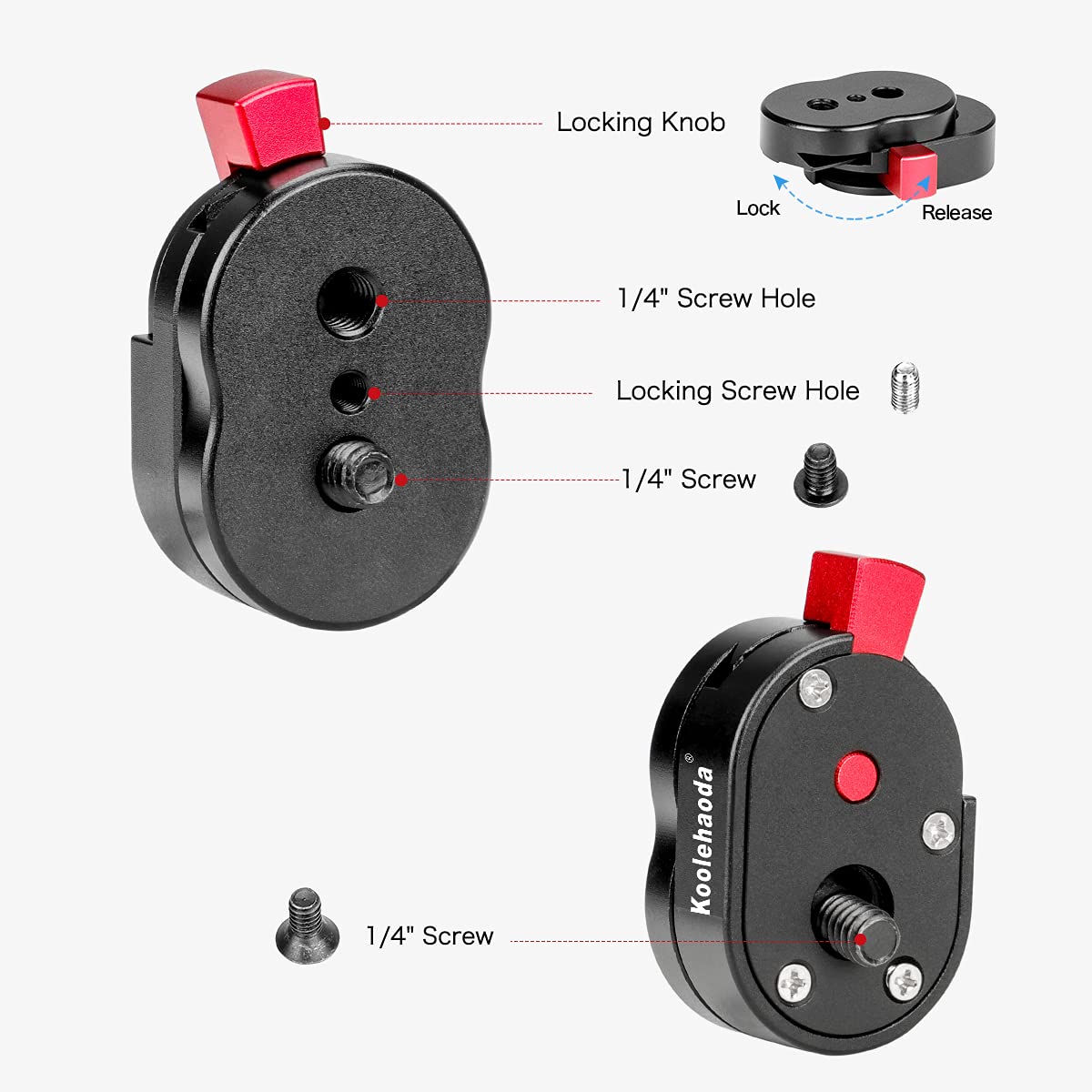 Koolehaoda Mini Quick Release Plate System With 1/4 '' Screw For Camera ...
