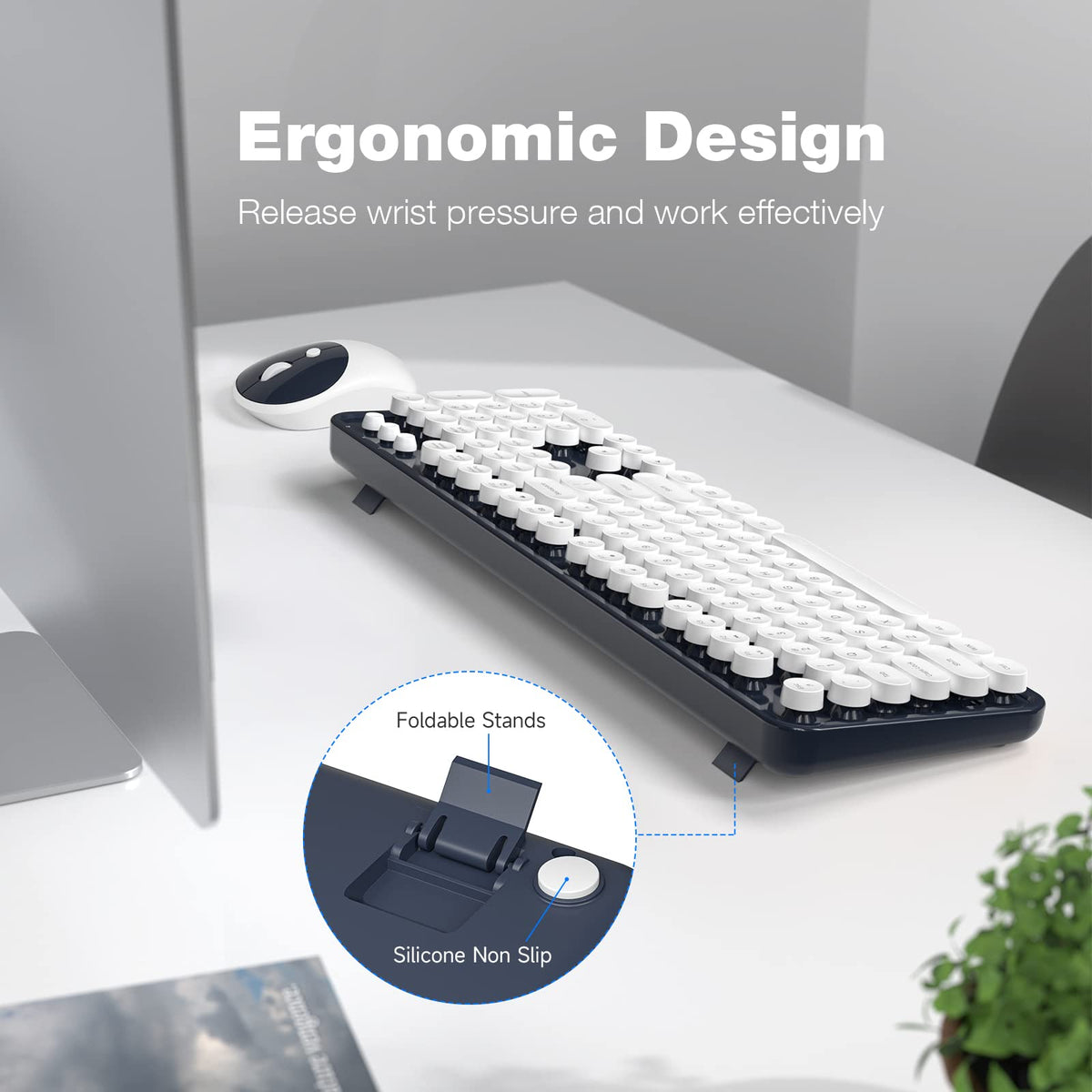 Mofii Wireless Keyboard And Mouse Combo, Dark Blue 2.4G Full Size Keyb ...
