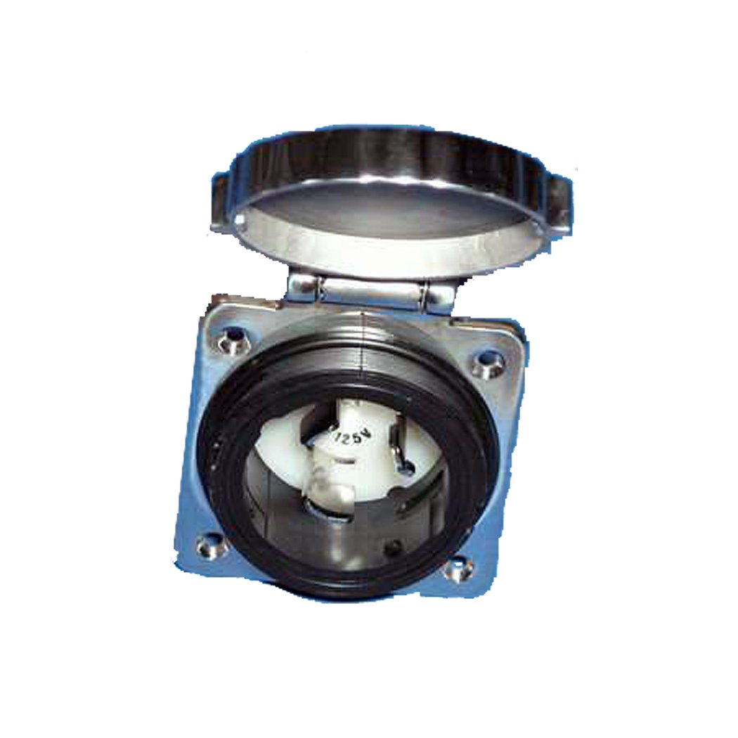 Marinco 6371EL Marine 3-Wire Stainless Steel Locking Power Inlet (50 ...