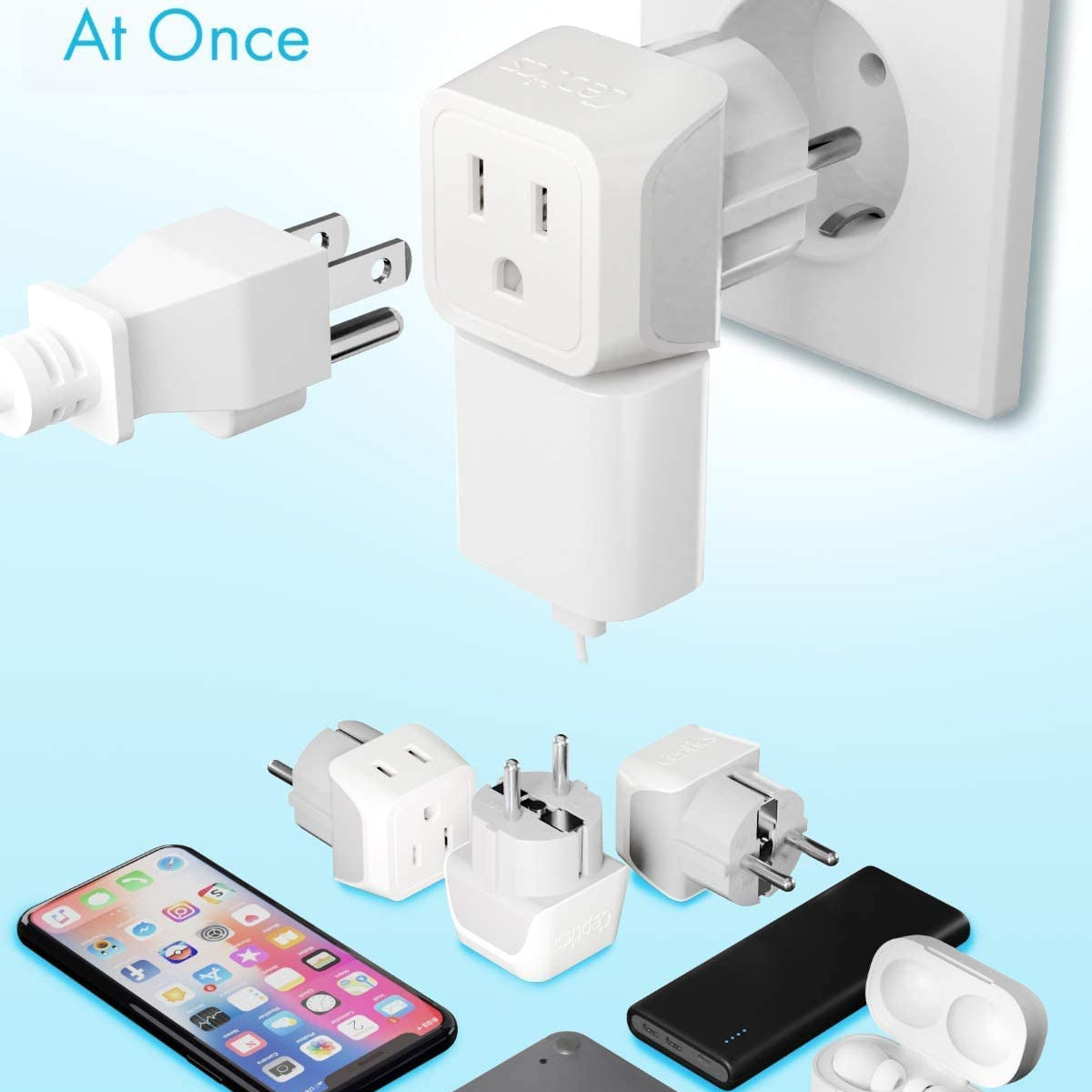 Ceptics Belgium, Finland, Spain Travel Adapter Plug Type E/F European 2 ...