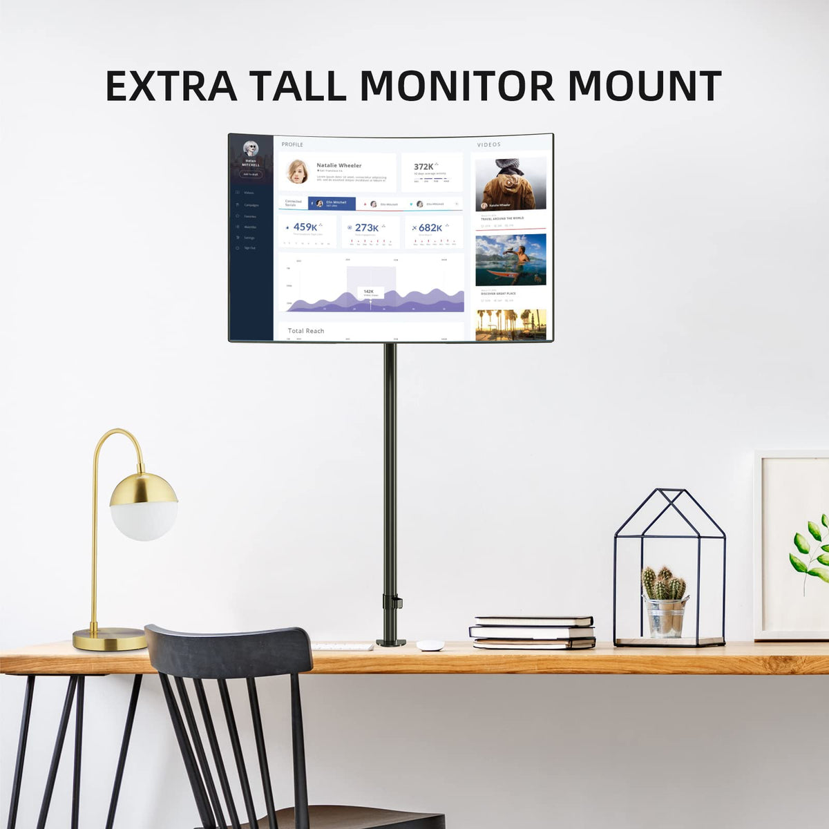 Extra Tall Monitor Mount, Tall Monitor Mount, Tall Monitor Arm, Adjust ...