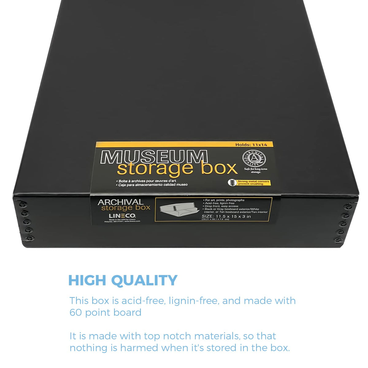 Lineco 11X14 Black Museum Archival Storage Box, Drop Front Design, 11 ...