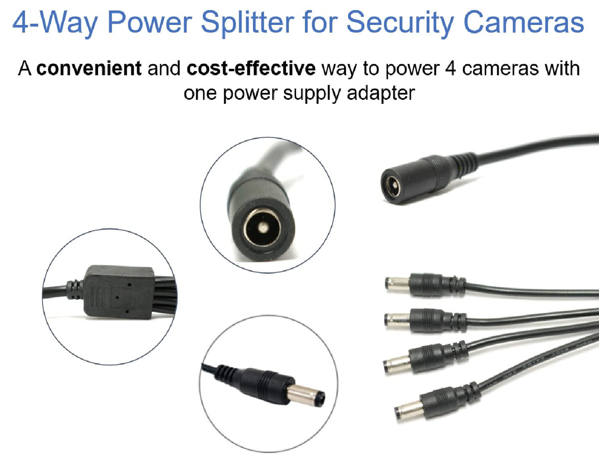 Soltech [2 Pack] 4Way Dc Power Supply Splitter For Security Cameras 1 ...