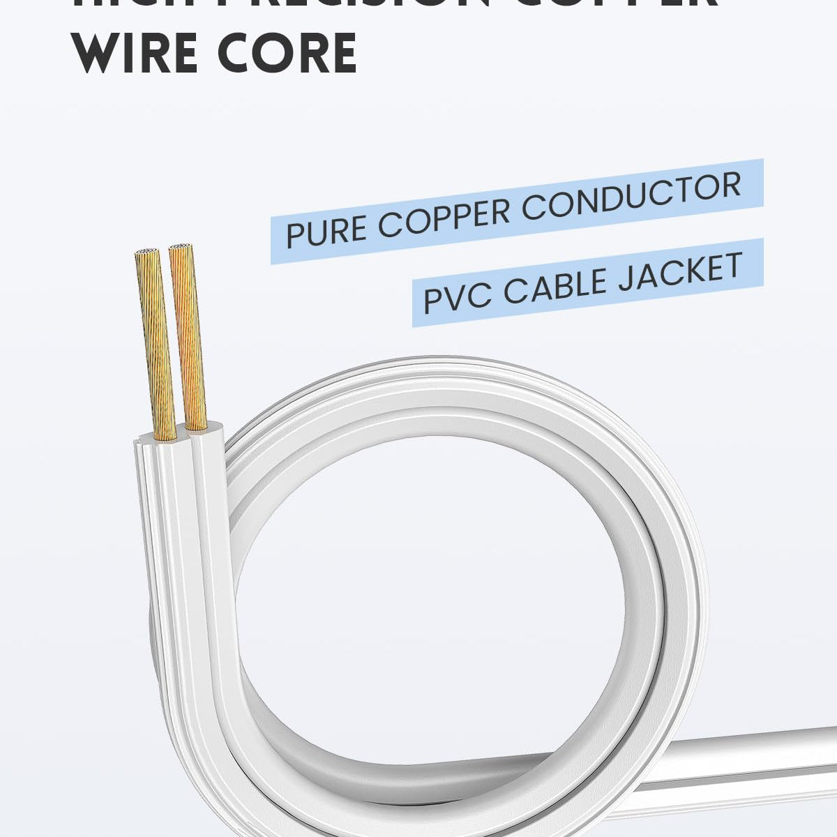 Plugtul Indoor Extension Cord 3 Ft, 2 Prong White Extension Cord, 3 Po ...