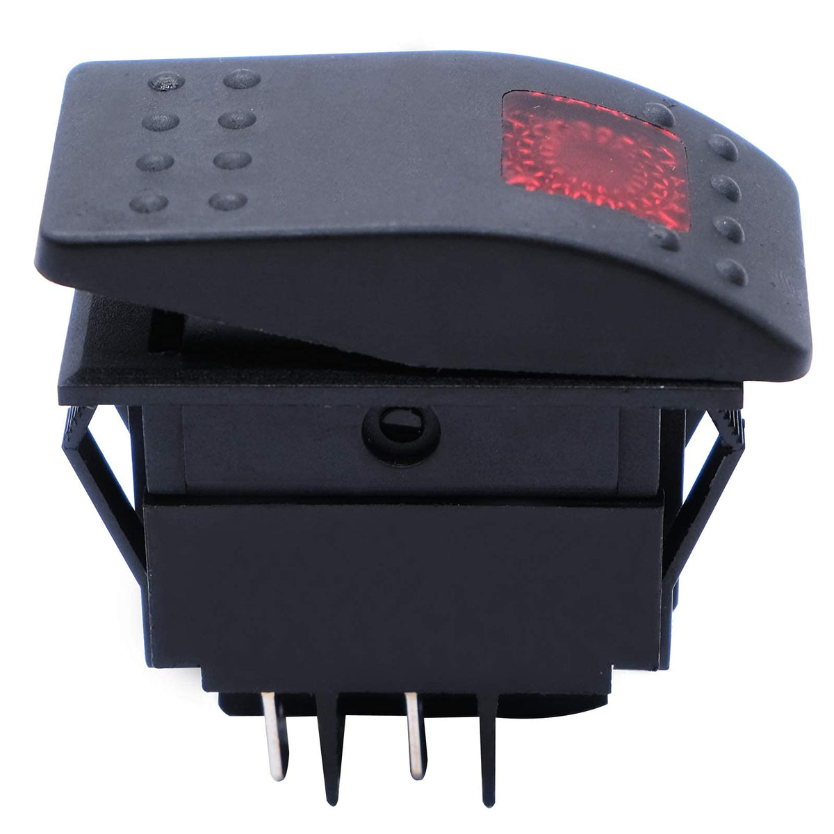 Mxuteuk 12V Red Led Light Self Locking Rocker Switch 4 Pin Spst On/Off ...