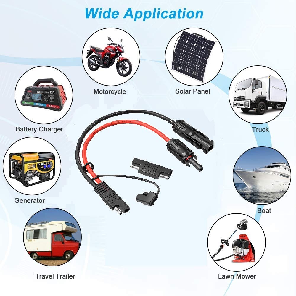 SolarEnz Solar Panel to SAE Adapter, MC4 Connector, 10AWG, 20 inches ...