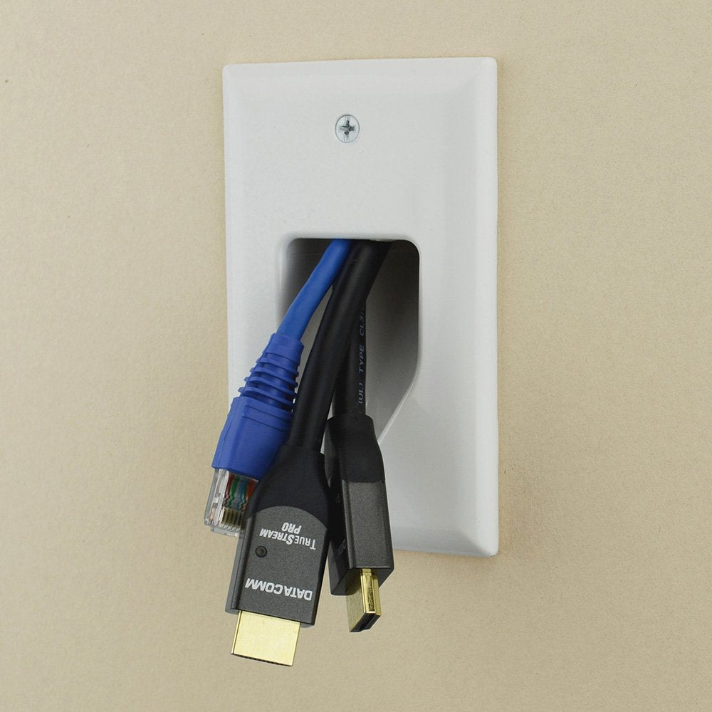 Data Comm Electronics 45 0001 Wh 1 Gang Recessed Low Voltage Cable Pla ...