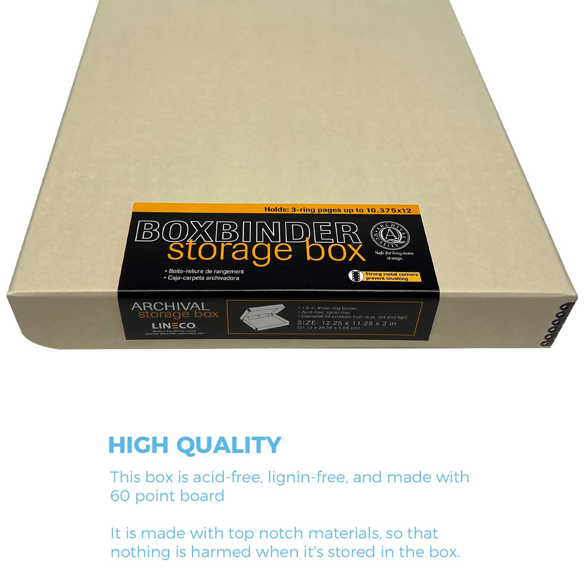 Lineco, Archival Tan 3-Ring Binder Preservation Album Box 12.25 x 11.25 ...