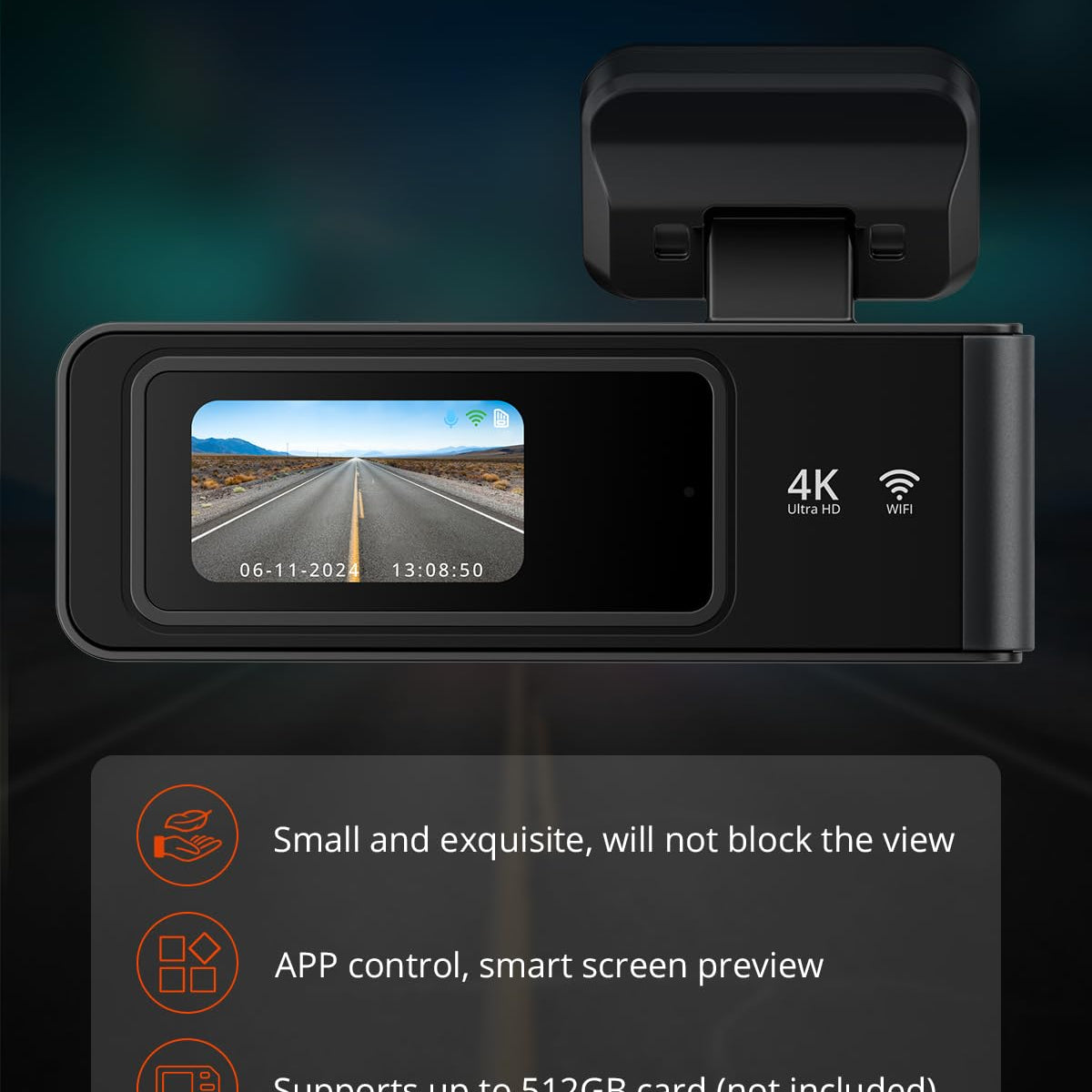 Kingslim E4 4K Dash Cam Front And Rear, Ultra Hd Front 4K Rear 1080P D ...