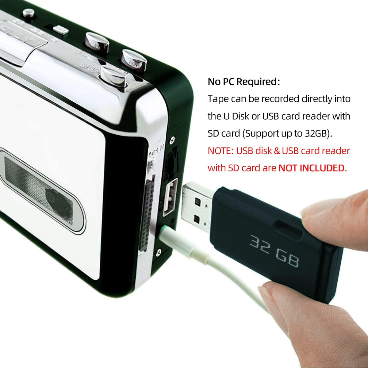 Reshow Portable Cassette Player USB Cassette to MP3 Converter White ...