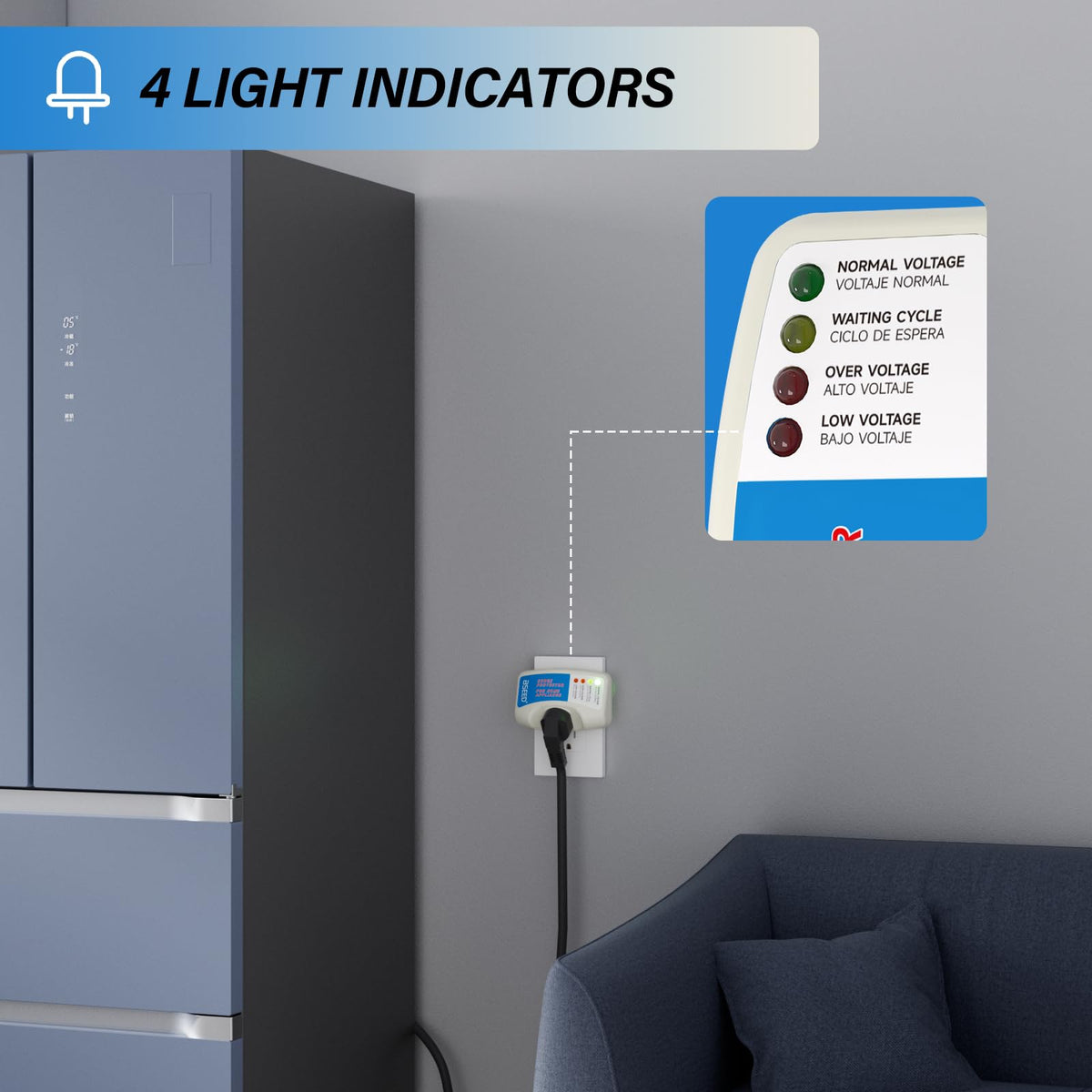 BSEED Surge Protector for Refrigerator, Single Outlet Surge Protector ...