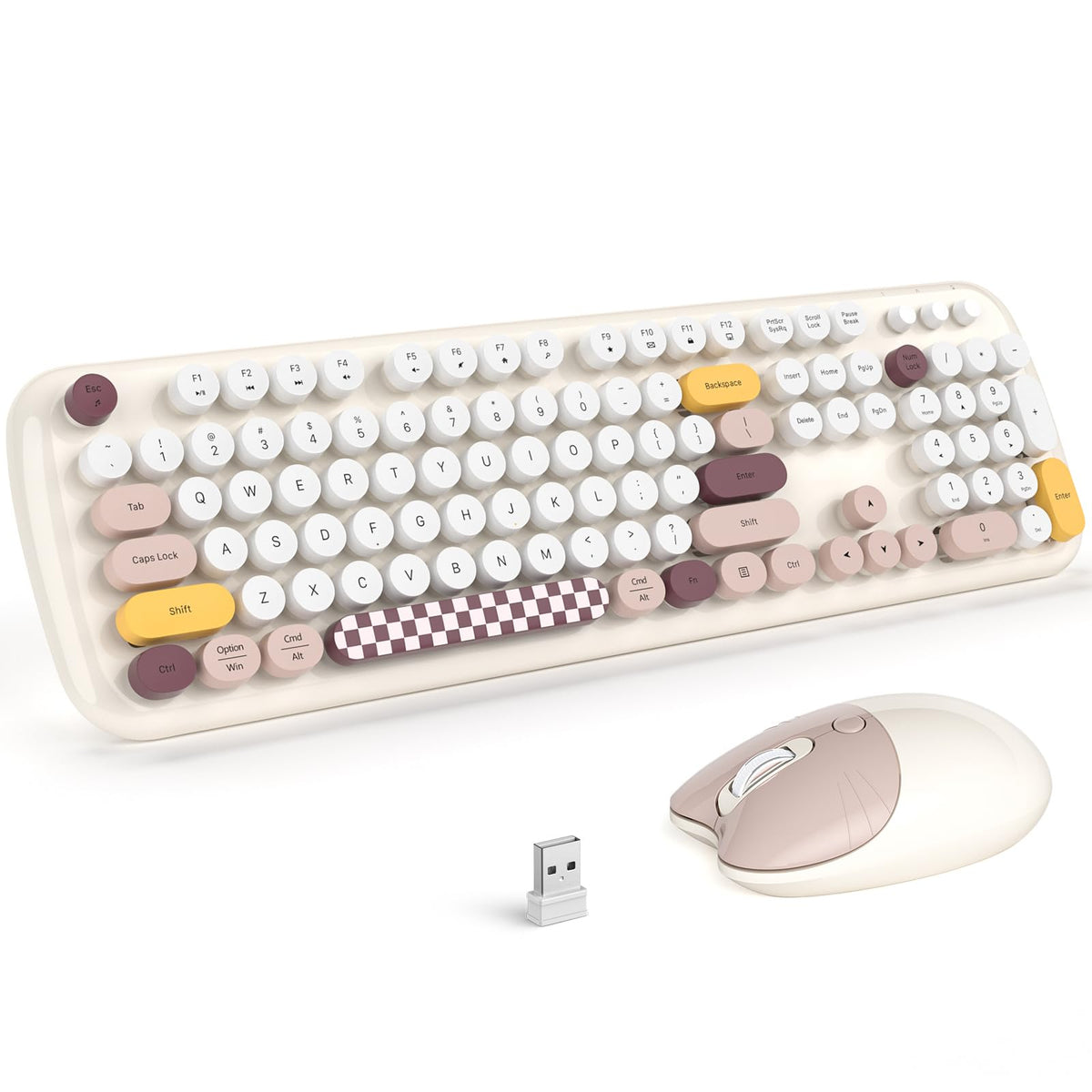 Mofii Wireless Keyboard And Mouse Combo, 2.4G Full Size Retro Typewrit ...