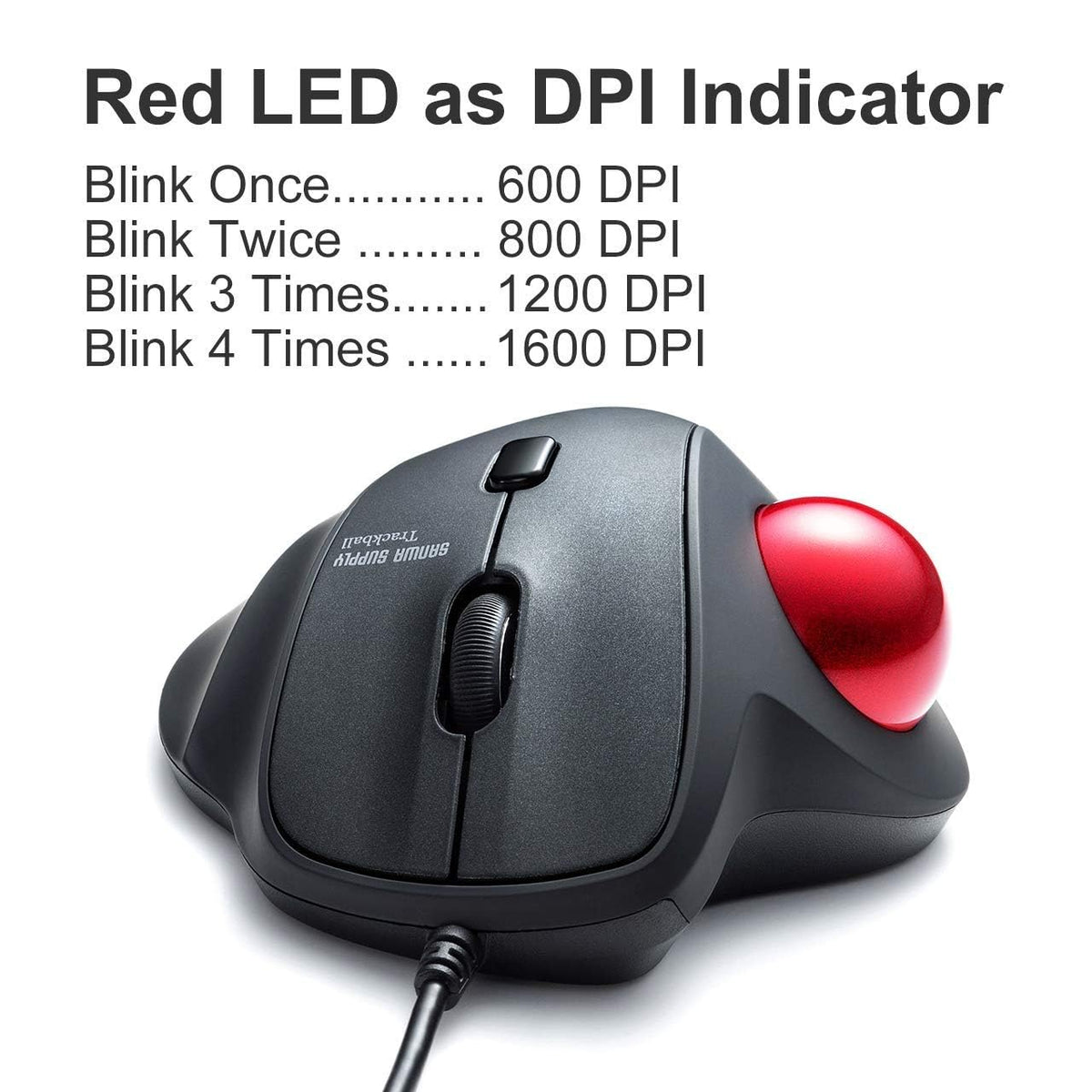 SANWA Wired Ergonomic Trackball Mouse, Optical Vertical Rollerball, 60 ...