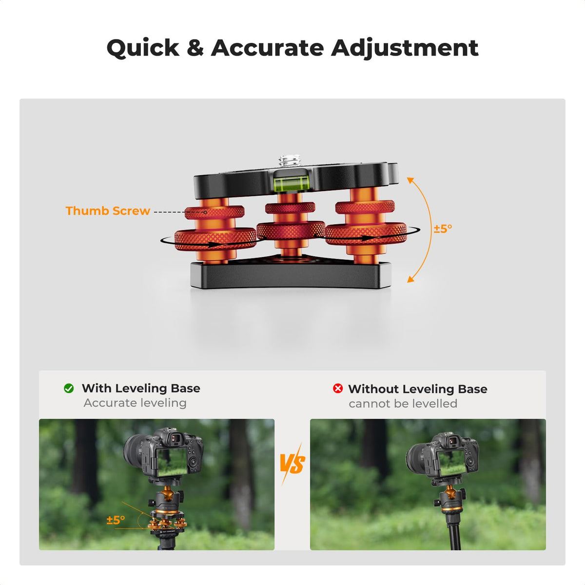 K&F Concept Tripod Leveling Base, Aircraft Grade Aluminum Tripod Level ...