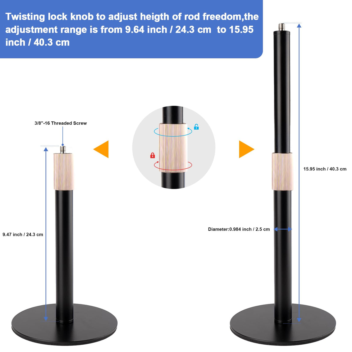 Mic Stand Desk,Desktop Microphone Stand Adjustable Table Mic Stand with ...