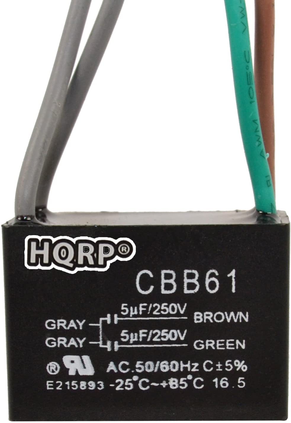 HQRP Ceiling Fan Capacitor CBB61 5uf+5uf 4-Wire UL-Listed & 3-Speed Sw ...