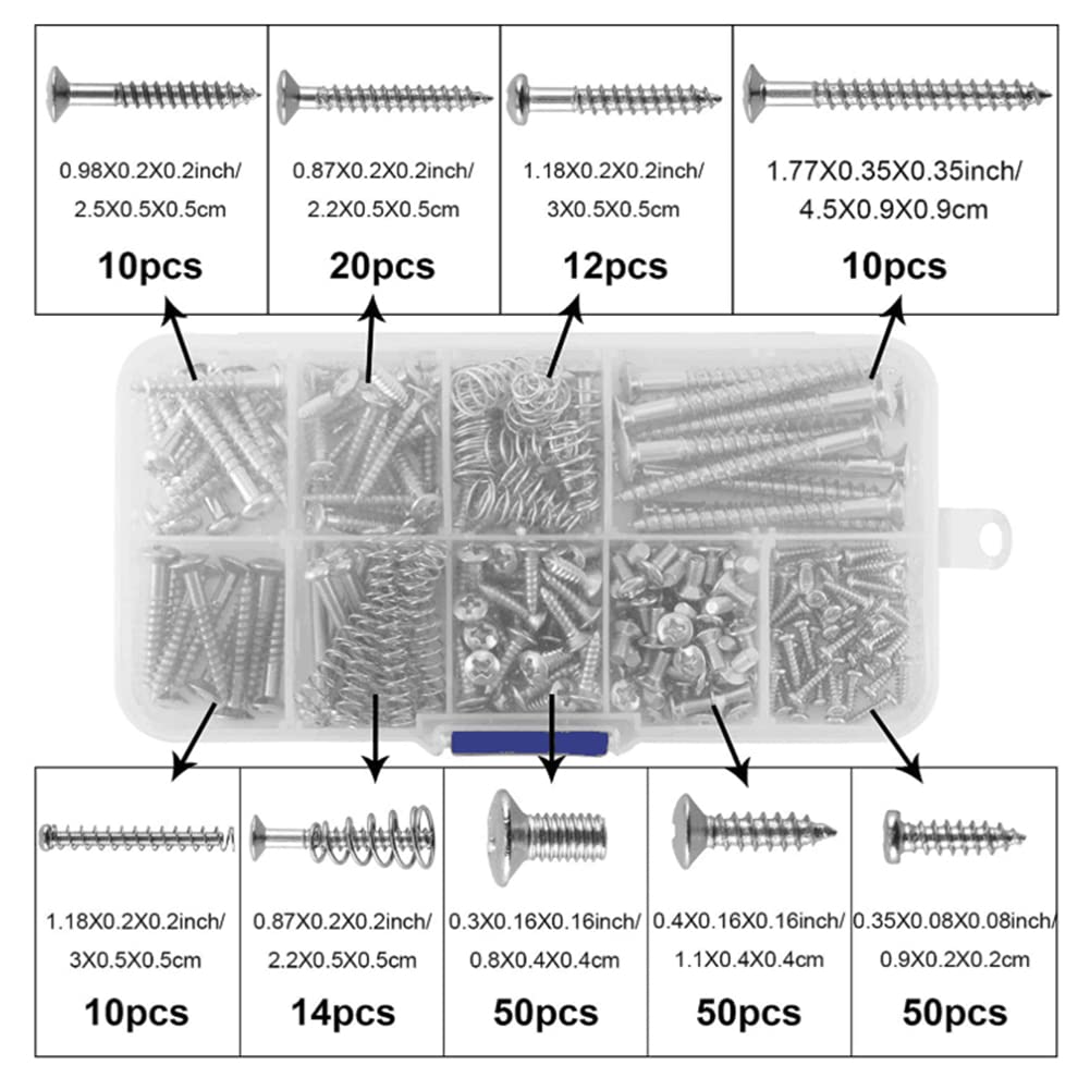 Alnicov Guitar Screw Kit,226 Pieces 9 Types Guitar Screw Assortment Set ...