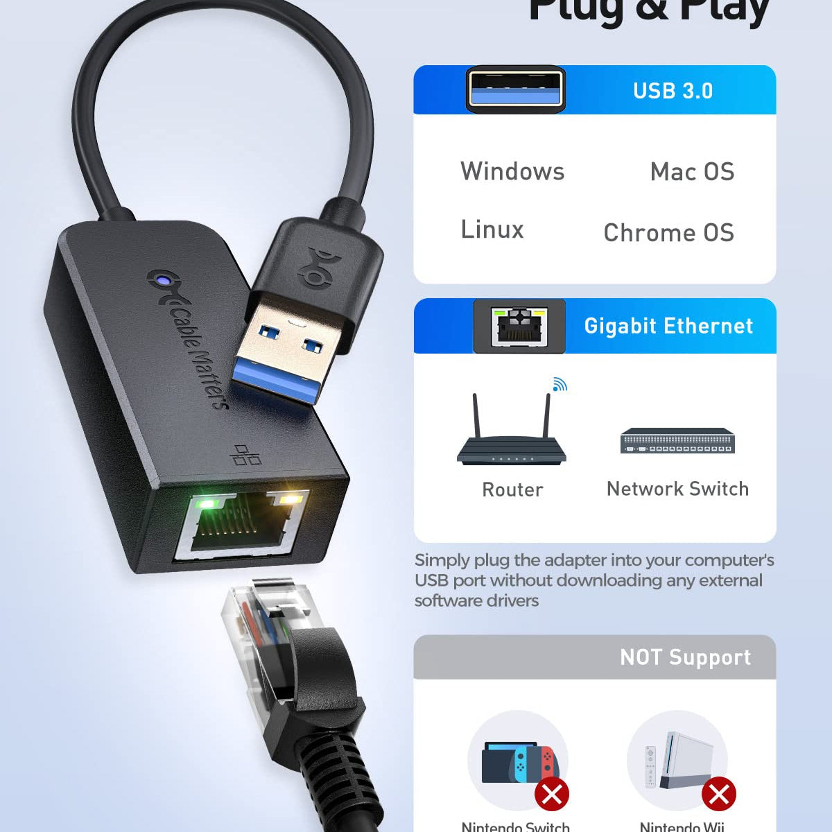Cable Matters 2 Pack Plug & Play Usb To Ethernet Adapter With Pxe, Mac ...