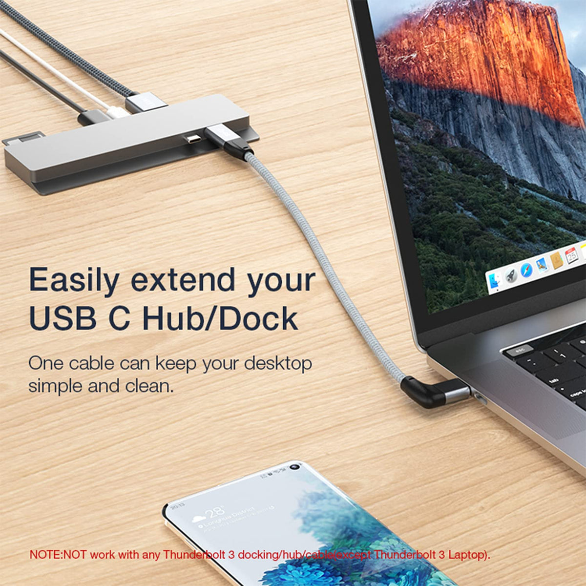 Usebean Right Angle Usb C Extension Cable 3.3Ft, 90 Degree Usb C 3.1 ...