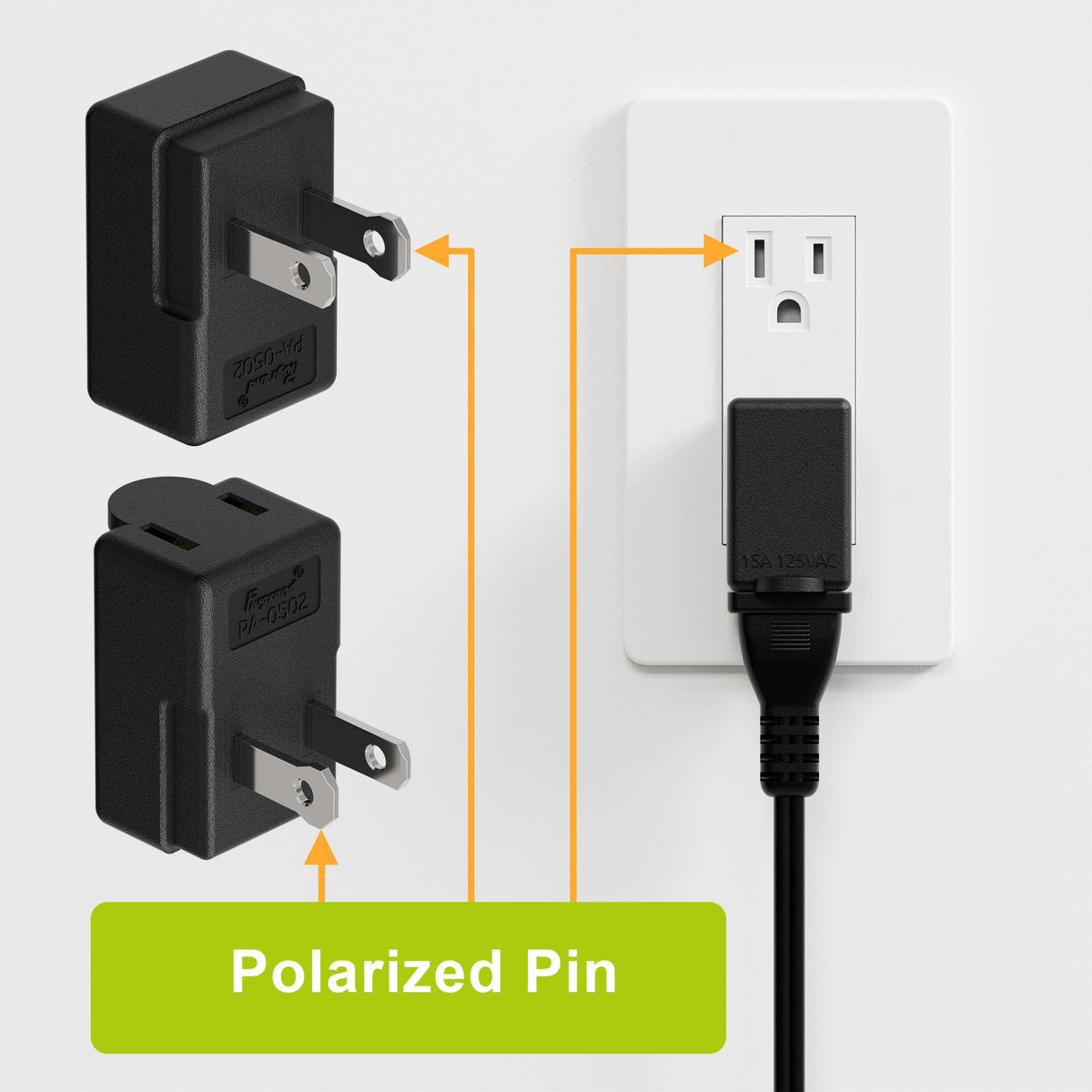 Right Angle Adapter,2 Prong 90 Degree Downward Angled Ac Adapter ...