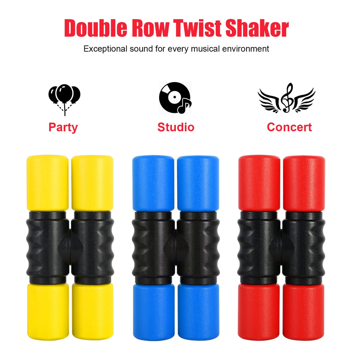 Ranming Twist Shaker 3Pcs Double Row Shakers Percussion Instruments Se ...