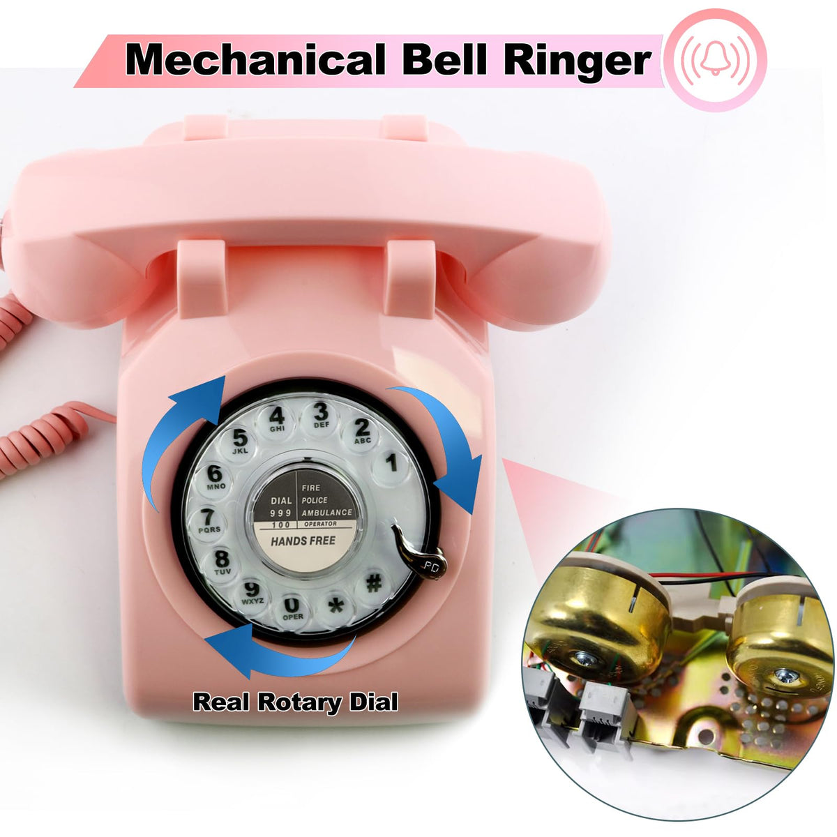 Sangyn Retro Rotary Phones Vintage Landine Telephone 1960S Style Old F ...