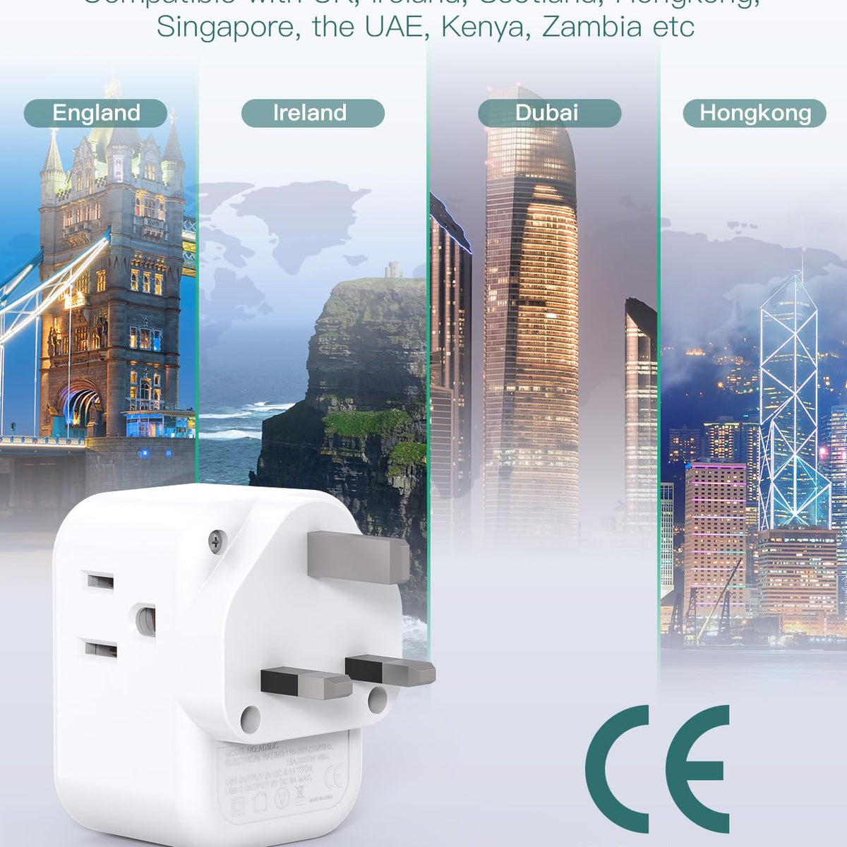 Us To Uk Plug Adapter 3 Pack, Addtam Type G Travel Plug With 3 Outlets ...