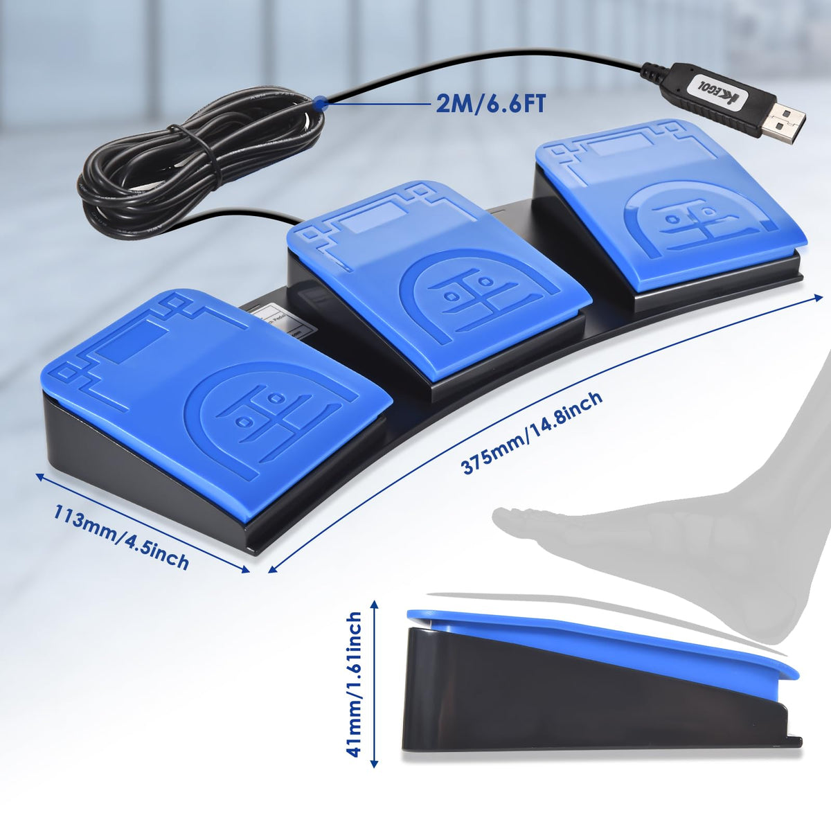 Ikkegol 2023 Upgraded Usb Foot Pedal Switch Pc Triple Footswitch Hands ...