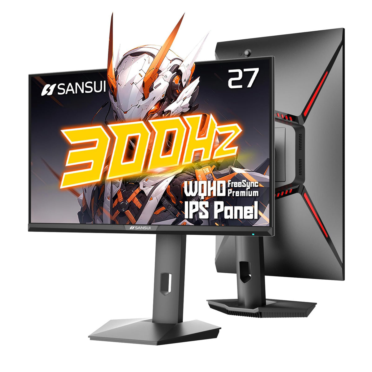 SANSUI 27" Gaming Monitor 1440p 300Hz IPS, FreeSync, HDR, 1ms, VESA, B ...