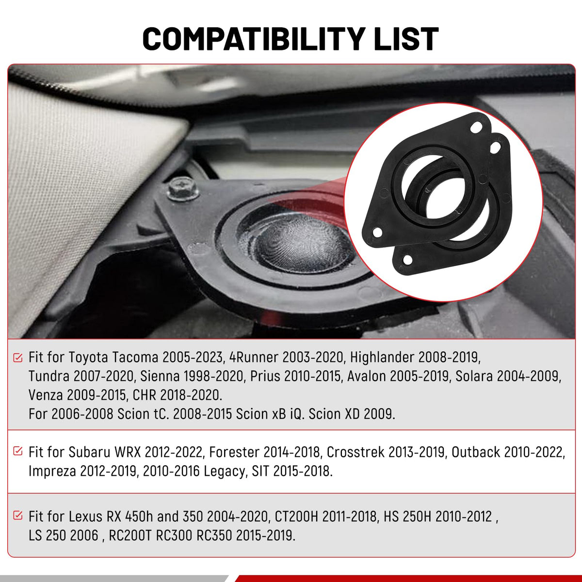 Red Wolf Tweeter Speaker Adapter Spacer Rings 1.5 Inch Cutout For Sele ...