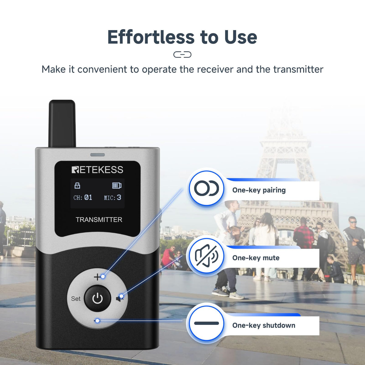 Retekess T130U(4nd Gen T130) Wireless Tour Guide System, Guide Headsets ...