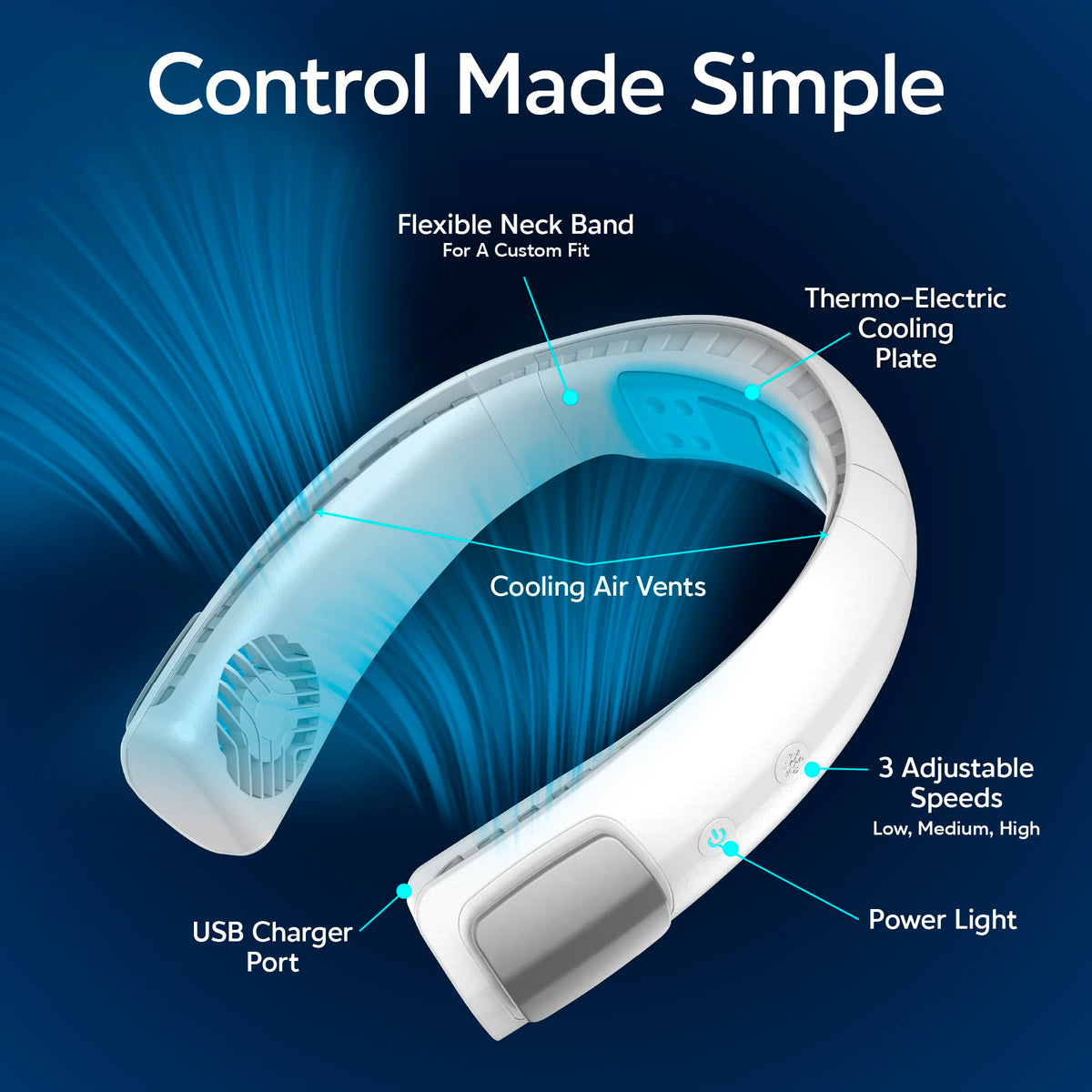 Arctic Air Freedom Touch Personal Neck Fan, 3-Speed Rechargeable ...