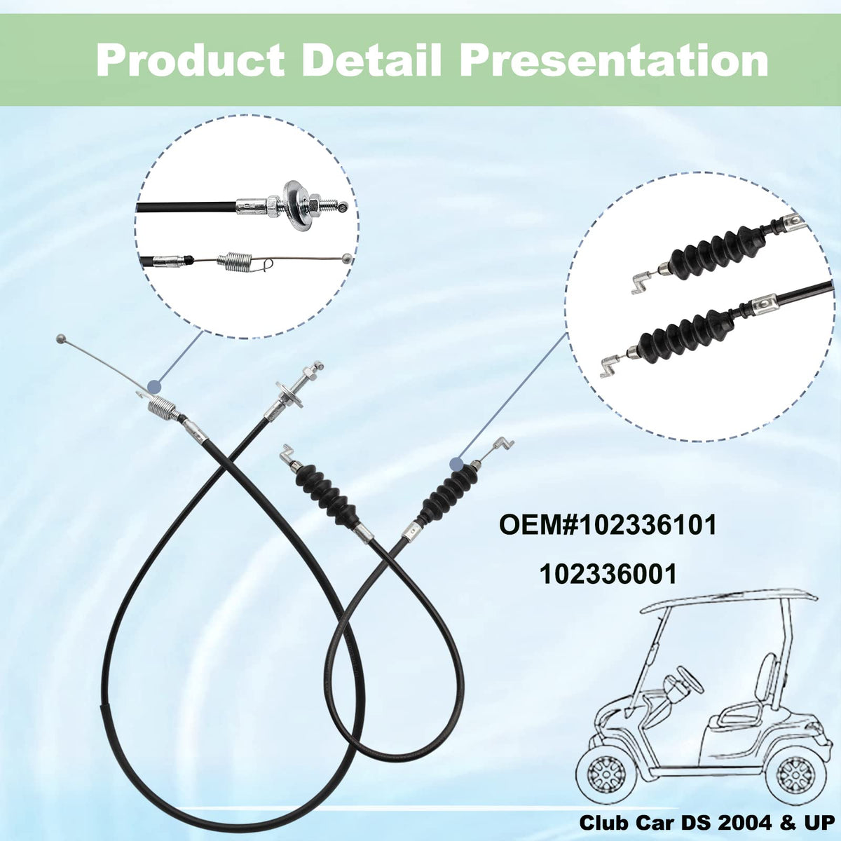 Clubrally Club Car Ds Golf Cart Governor & Accelerator Cable Snap In K ...