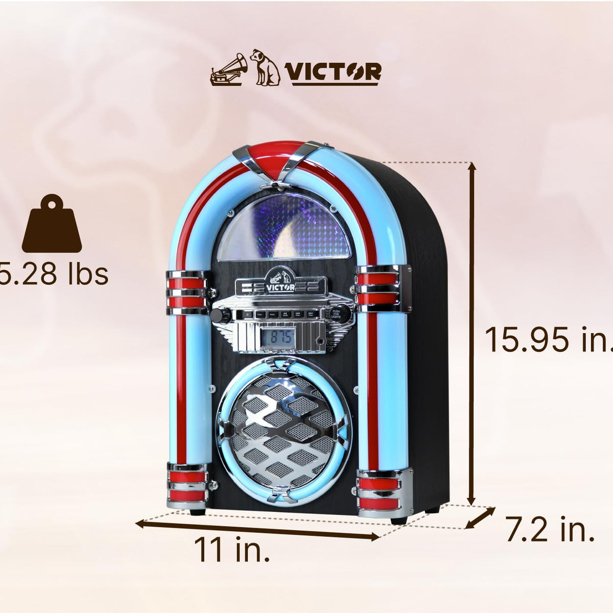VICTOR Wilshire Desktop Bluetooth Jukebox with FM Radio, Built-in ...