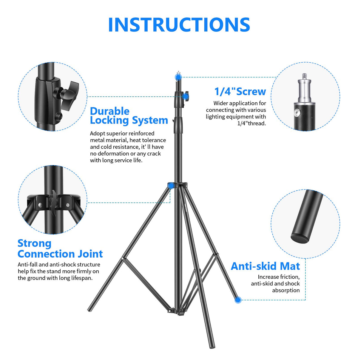 Neewer Heavy Duty Light Stand 10 Feet/3 Meters Adjustable Spring Cushi ...