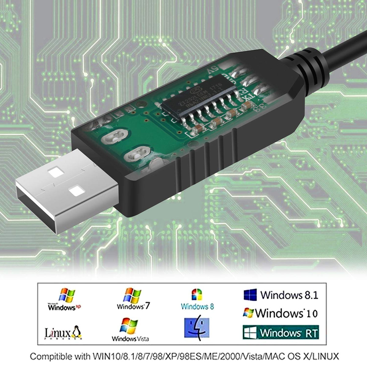Suamdoen Tls2200 Pc To Printer Cable Ft231Xs Usb Rs232 Serial To Rj22 ...