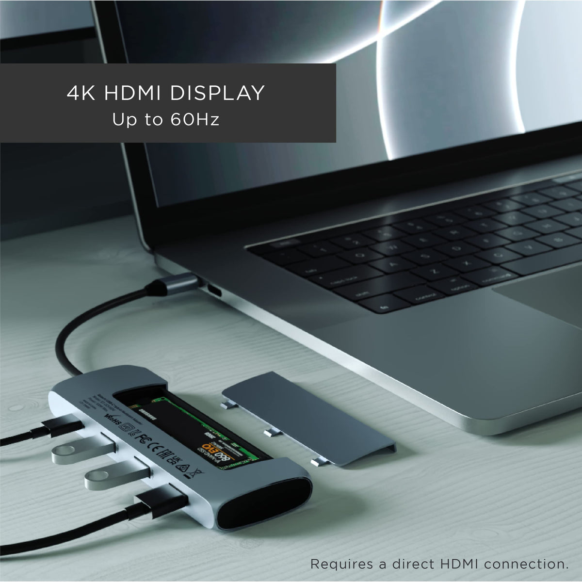 Satechi Usb C Hybrid Multiport Adapter Fits M.2 Sata Ssd, 4K Hdmi 60Hz ...