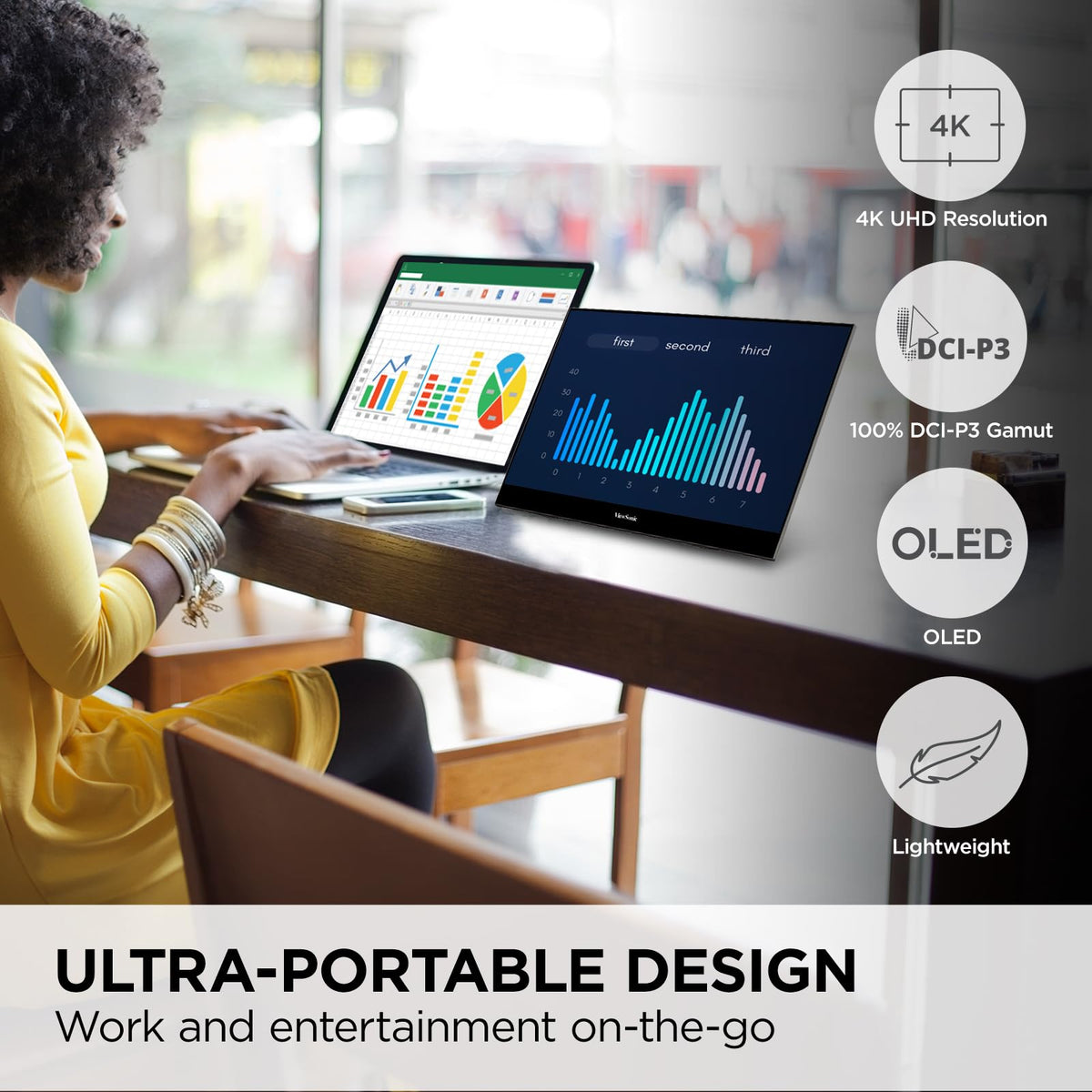 15.6'' Uhd Oled Portable Mon|15.6 Uhd Oled Portable Monitor With 60W U ...