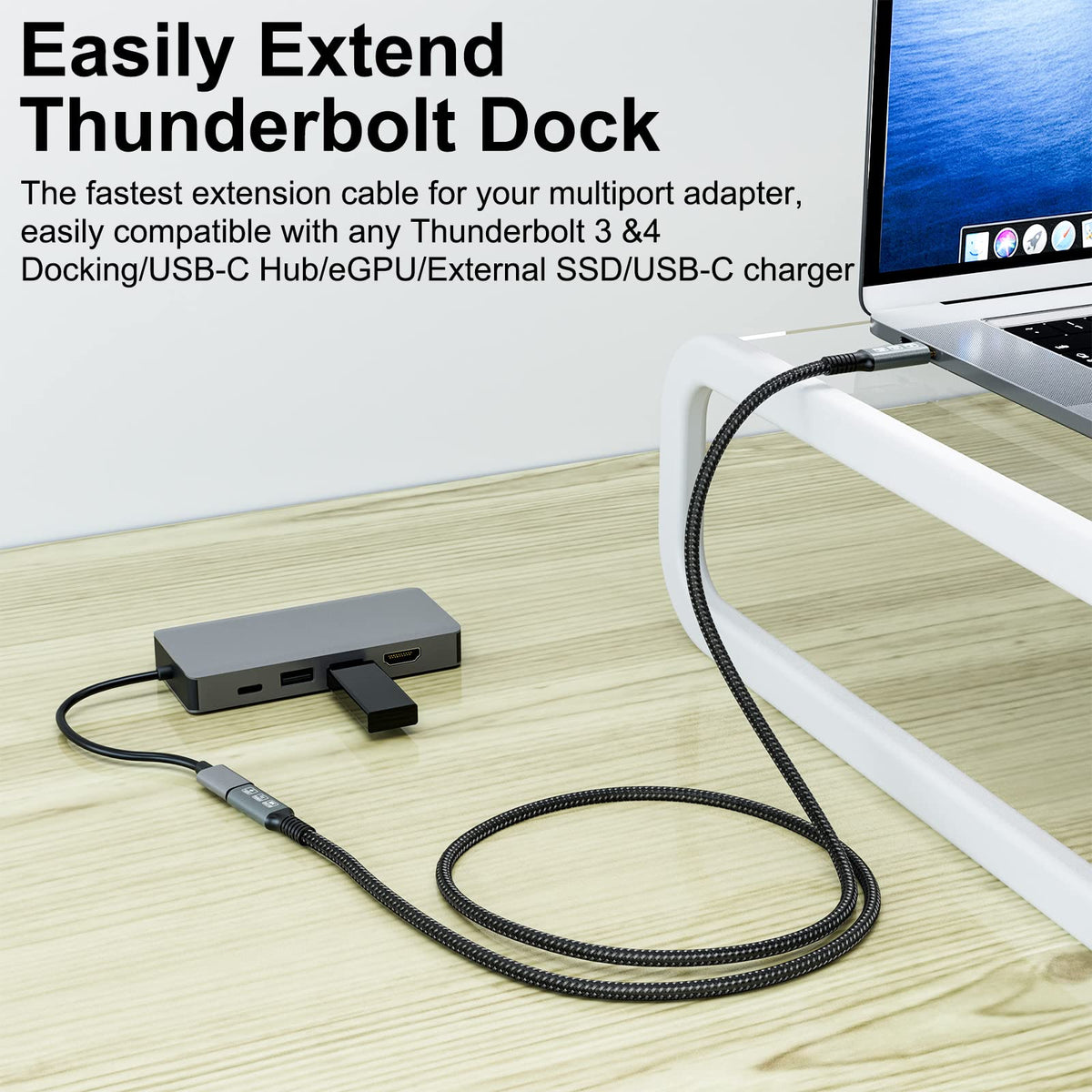 CableDeconn USB4 8K Cable 0.5M Thunderbolt 4 USB 4 Type-c Male Bend to ...