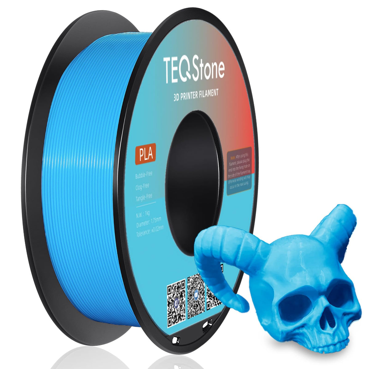 TEQStone PLA Filament 1.75mm Cyan (Water Blue) 1KG Perfectly Wound Acc ...