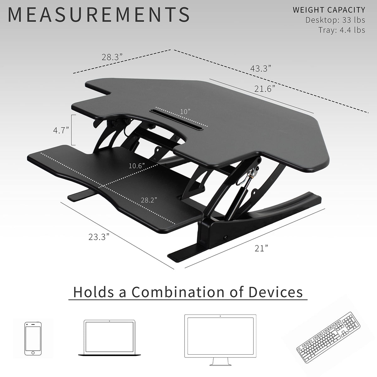 Vivo 43 Inch Corner Height Adjustable Cubicle Stand Up Desk Converter ...