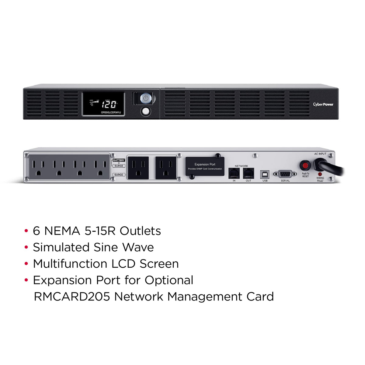 Cyberpower Or500Lcdrm1U Smart App Lcd Ups, 500Va/300W, 6 Outlets, Avr ...