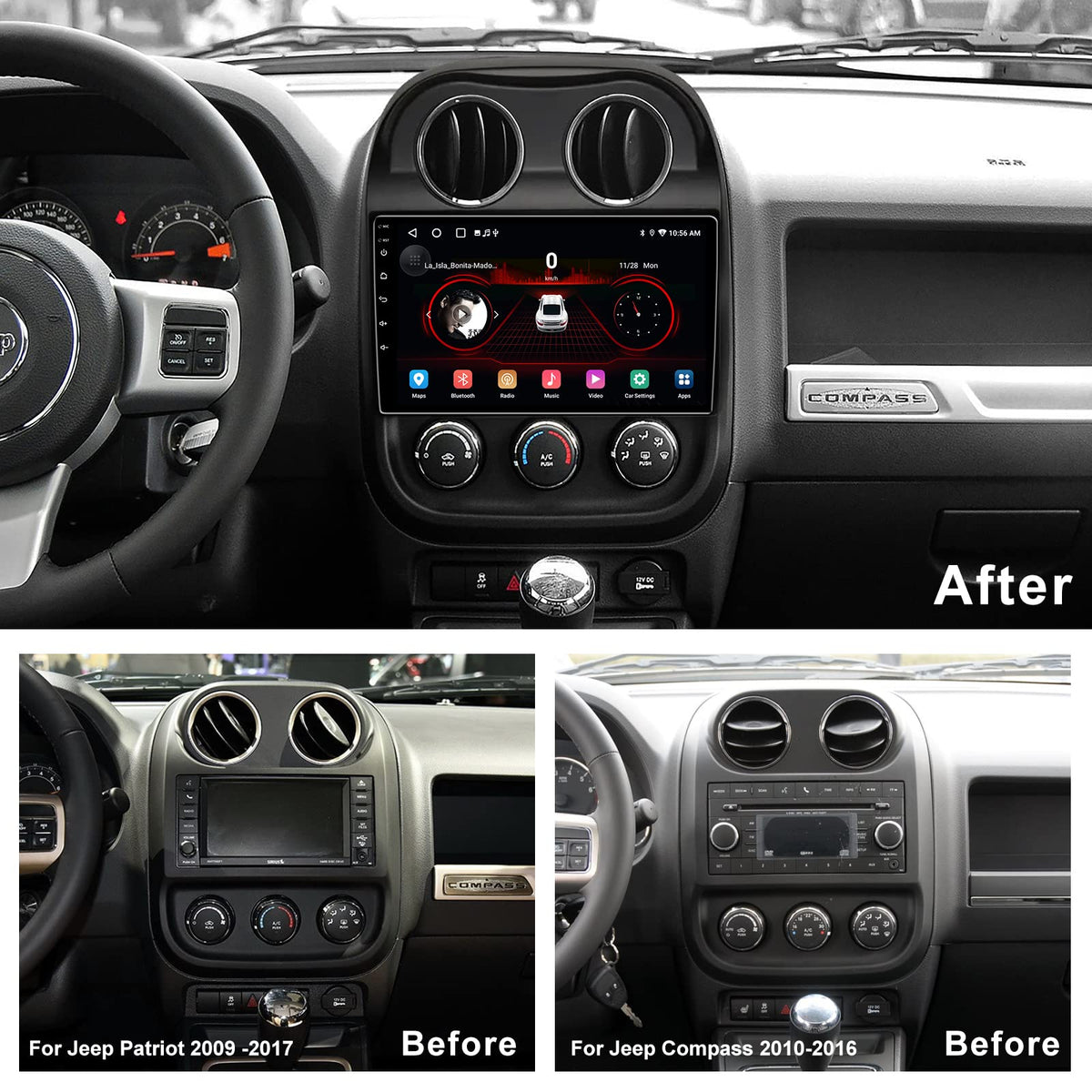[4G+32G] Android 13 5Gwifi Car Radio Stereo For Jeep Compass Patriot 2 ...