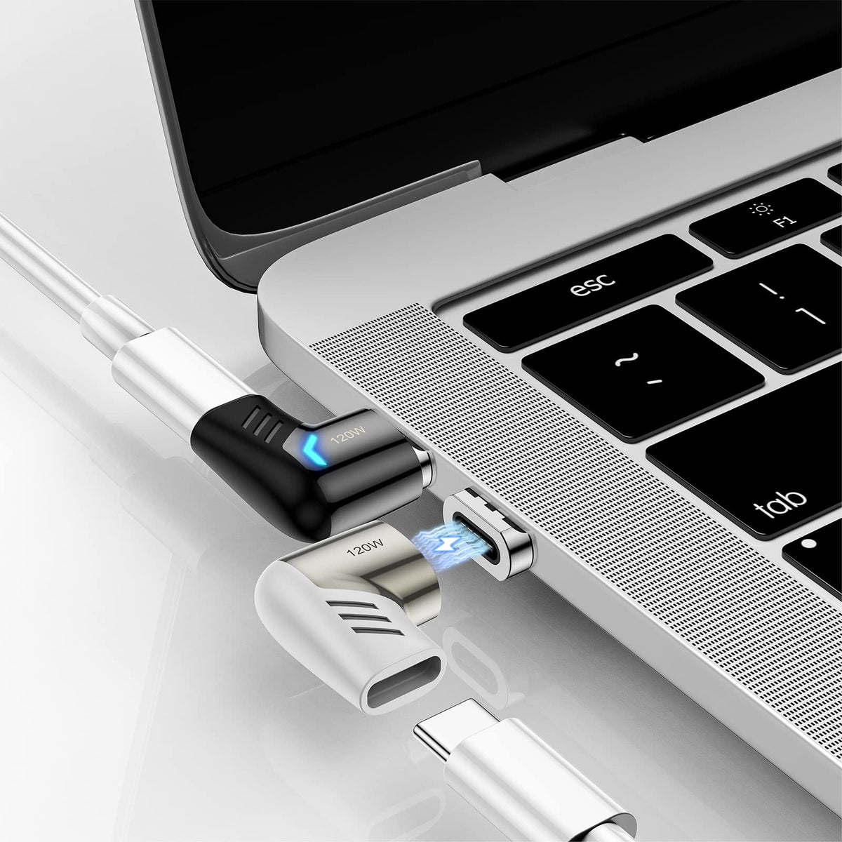 Usb C Magnetic Adapter,Right Angle Type C Connector,Pd 120W Fast Charg ...