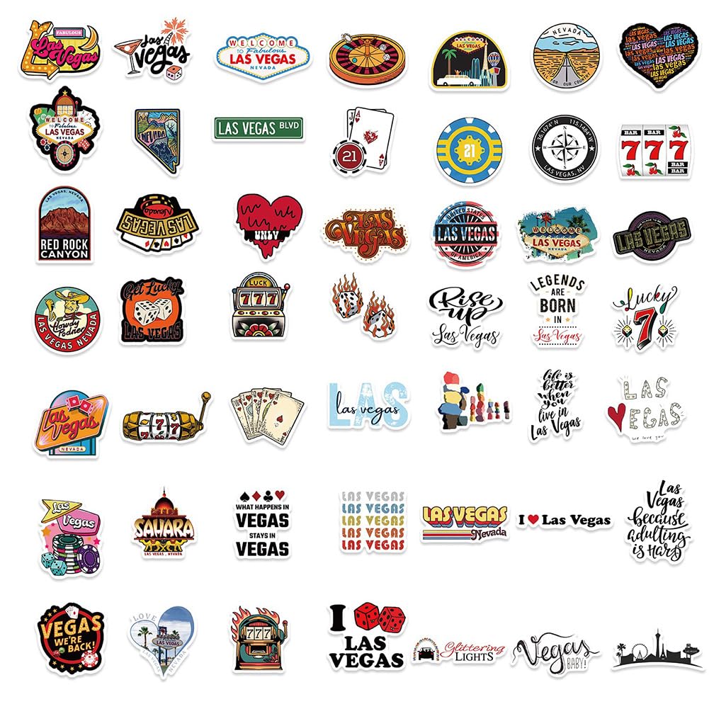 50Pcs Nevada Las Vegas Stickers Waterproof Vinyl Decals For Bike Water ...