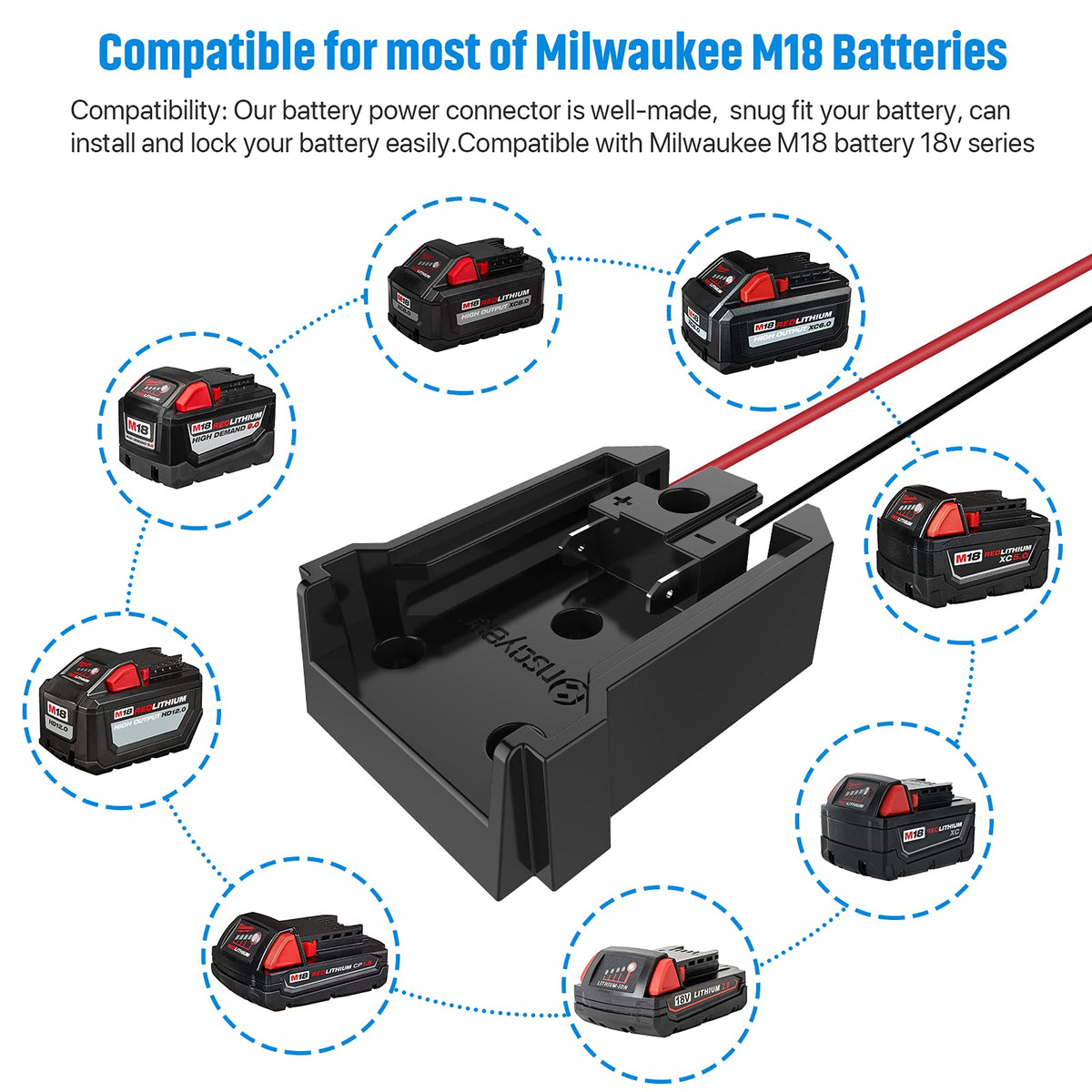 Power Wheel Adapter With Fuse & Switch, Secure Battery Adapter For Mil ...