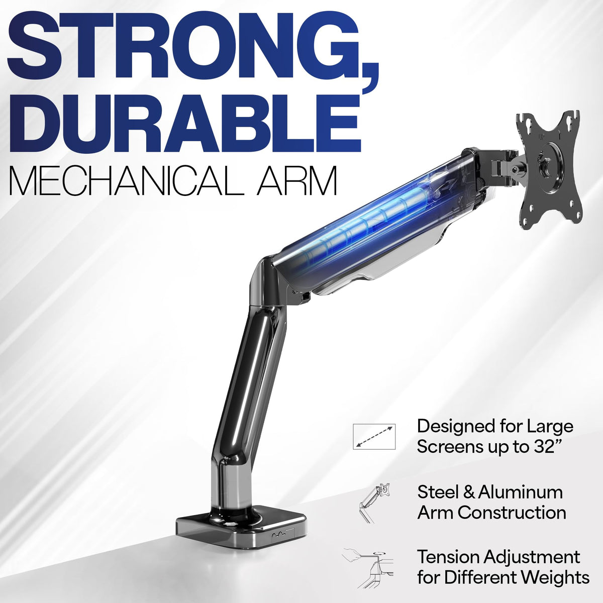 VIVO Single Monitor Height Adjustable Counterbalance Pneumatic Arm Des ...