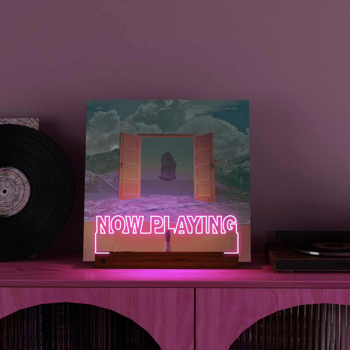 Yuandian Light Up Now Playing Vinyl Record Stand, Wooden Acrylic Holder ...