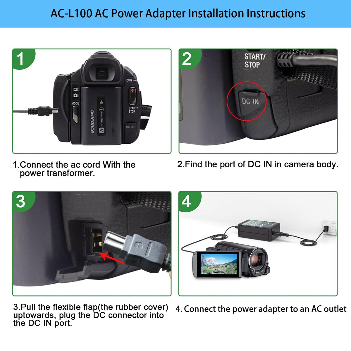 Tkdy Ac L100 For Sony Handycam Camcorder Charger Cord, Acl100 Power Su ...