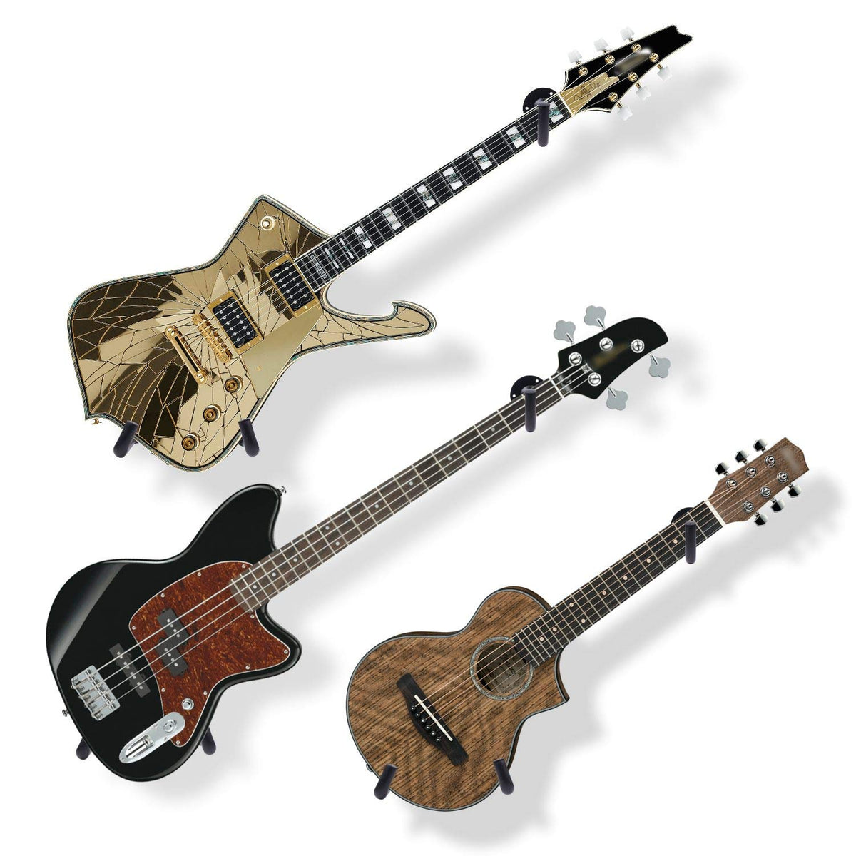 BEMTE Electric Guitar/Bass/Ukulele Wall Mount Hanger - Horizontal Desi ...